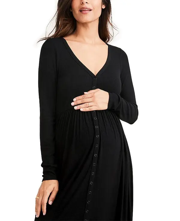 Hatch Collection Rib Nursing Dress - Black
