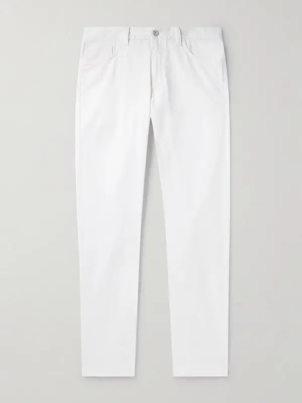 Zegna Leather-trimmed Straight-leg Jeans - White