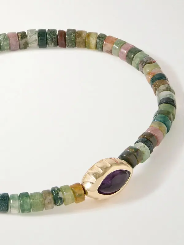 Luis Morais Eye Of The Idol Gold Multi-stone Beaded Bracelet