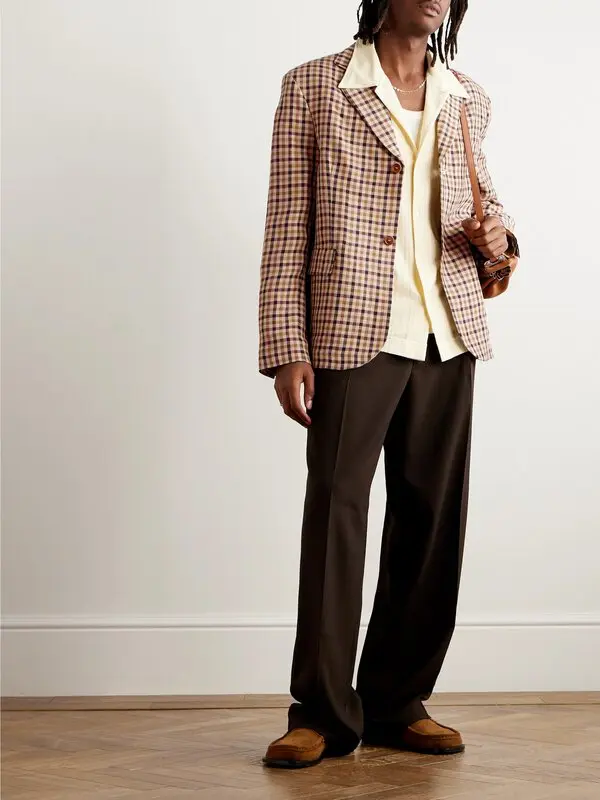 Séfr Bruno Checked Linen-blend Blazer