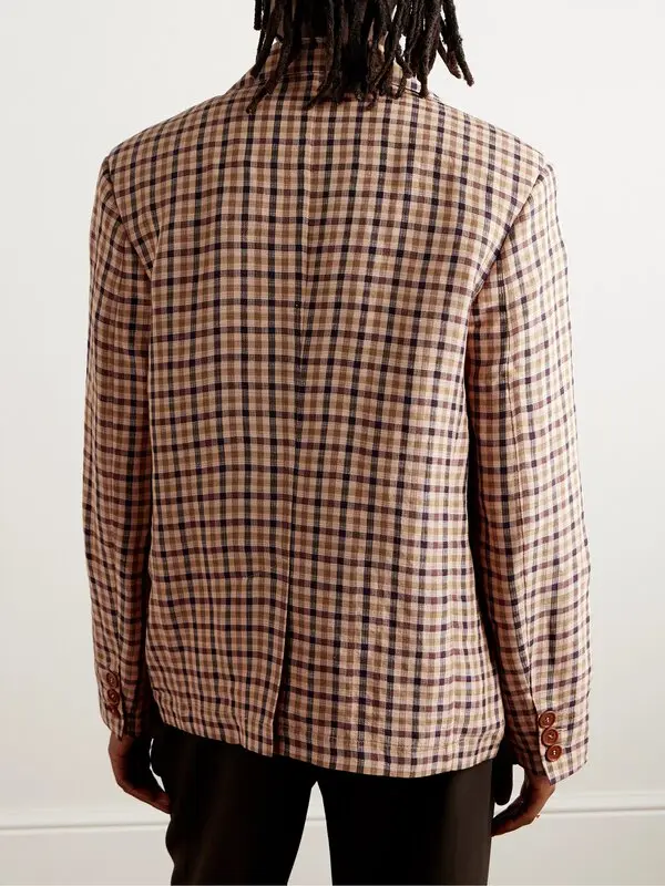 Séfr Bruno Checked Linen-blend Blazer