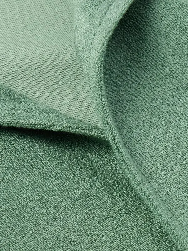 Zegna Camp-collar Cotton And Silk-blend Terry Shirt - Green