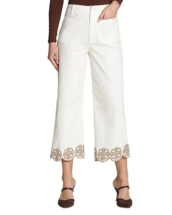 Bagatelle Embroidered Hem Pants - Bone/ Tan