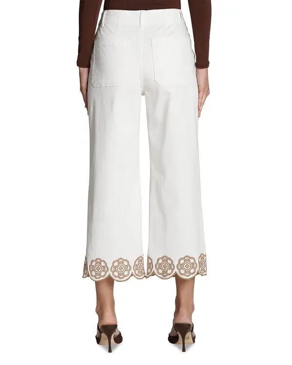 Bagatelle Embroidered Hem Pants - Bone/ Tan