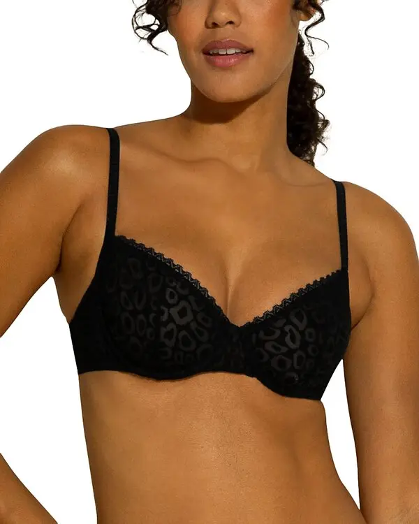 Cosabella Accra Flocked Animal Print Underwire Bra - Black Animal