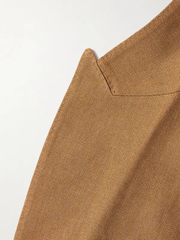 Zegna Double-breasted Linen And Wool-blend Suit Jacket - Brown