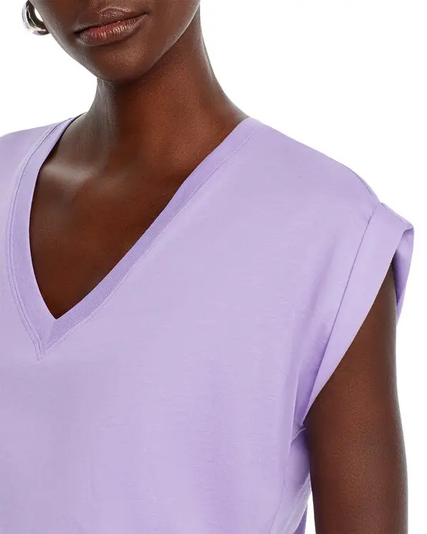 FRAME Easy Cotton V-neck Tee - Lilac