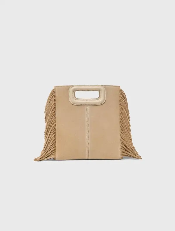 Maje Suede Fringed M Bag - Cappucino