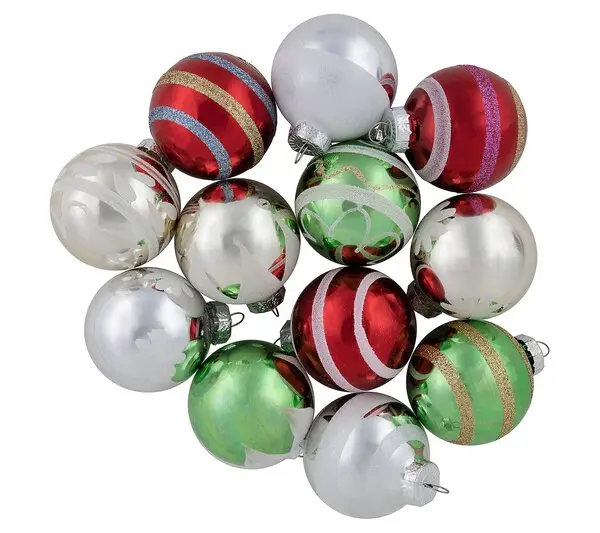 NORTHLIGHT 12ct Vintage Design Glass Ornaments 25 - One-color