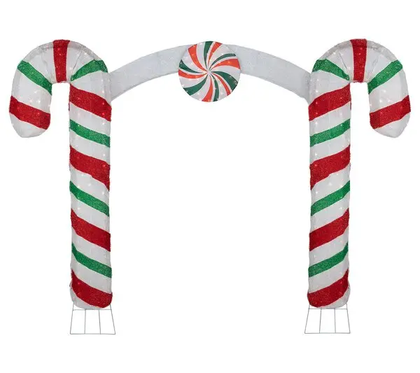 NORTHLIGHT 7' Double Candy Cane Archway Outdoor Decoration - One-color