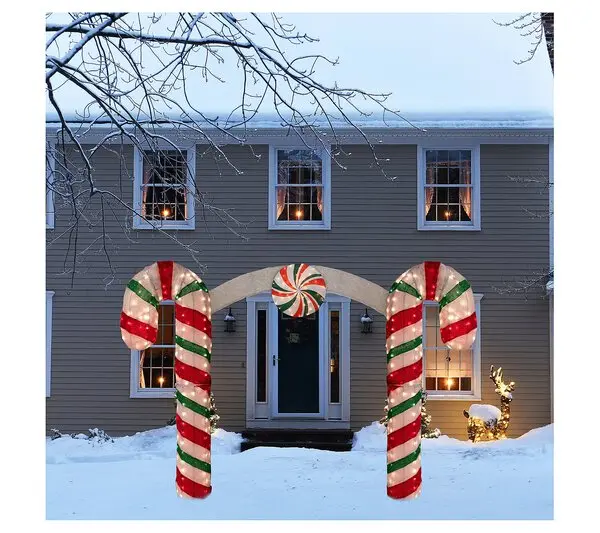 NORTHLIGHT 7' Double Candy Cane Archway Outdoor Decoration