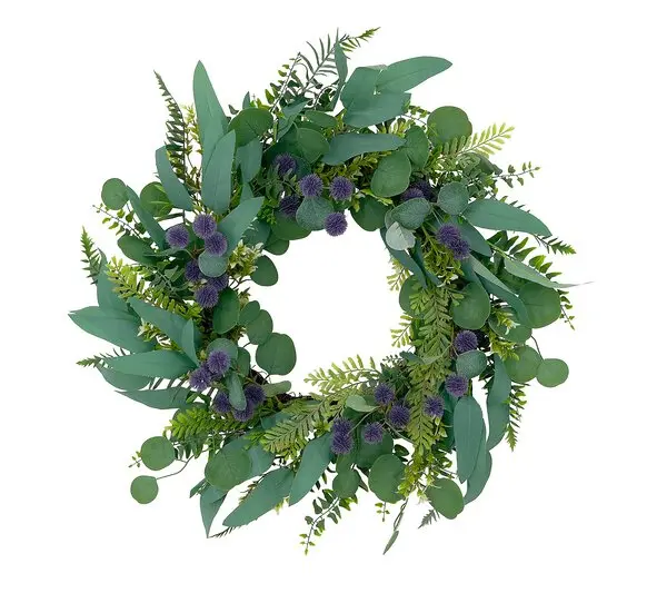 PULEO INTERNATIONAL 24' Artificial Echinops Spr Ing Wreath - One-color