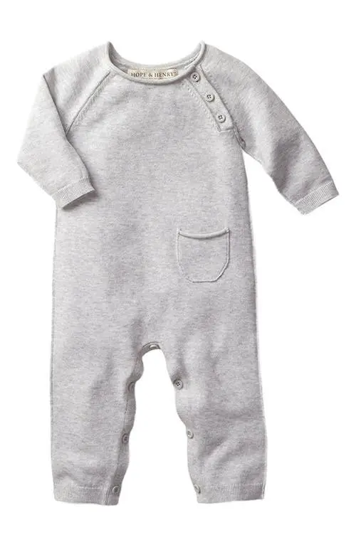 HOPE & HENRY Baby Raglan Sweater Romper - Heather Grey