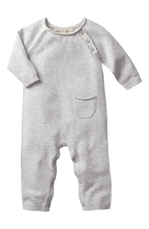 HOPE & HENRY Baby Raglan Sweater Romper - Heather Grey