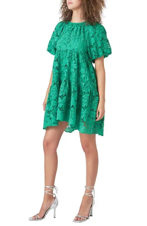 Endless Rose Lace & Sequin Trapeze Mini Dress