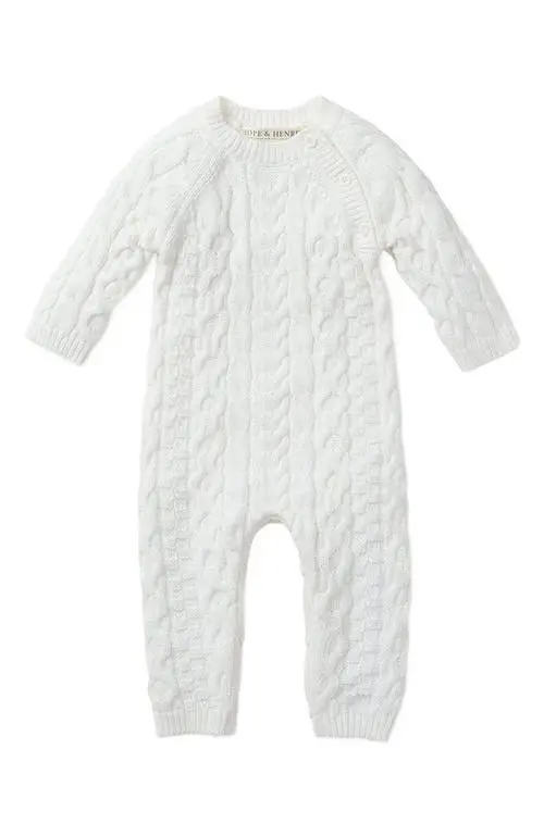 HOPE & HENRY Baby Cable Knit Sweater Romper - Soft White