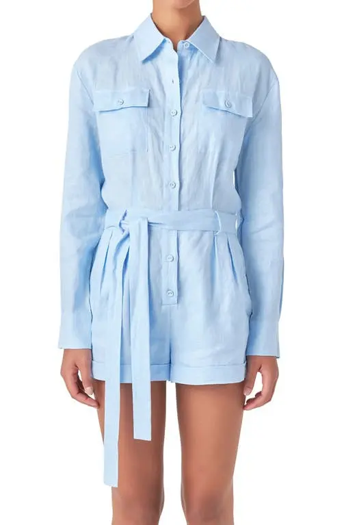 GREY LAB Long Sleeve Linen Romper