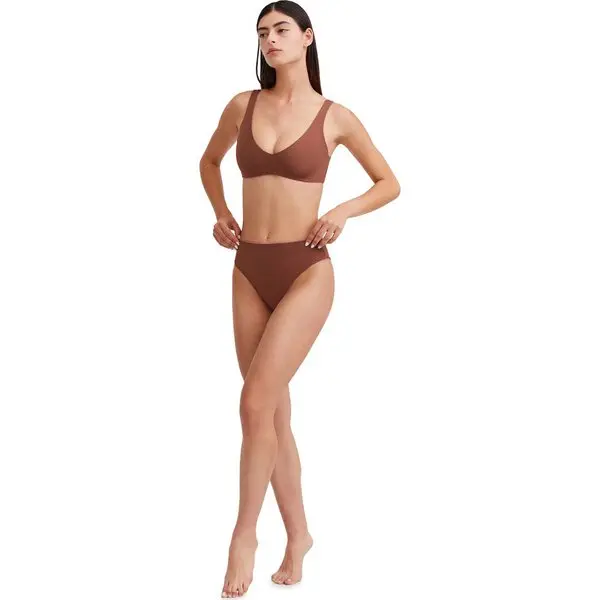 AU NATUREL BY GOTTEX Solid Reversible V-neck Bikini Top - Dusk Mauve