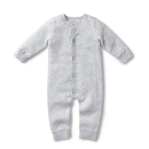 HOPE & HENRY Baby Jacquard Romper - Grey Heather Jacquard