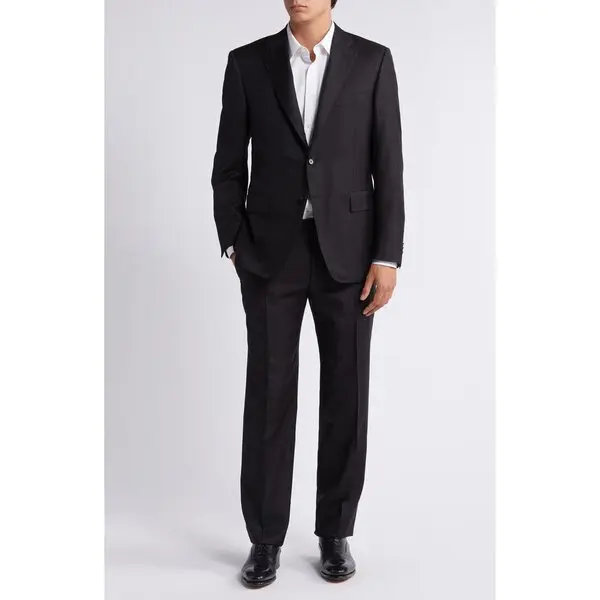 Canali Solid Wool Suit - Black