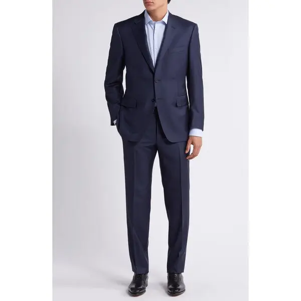 Canali Solid Wool Suit - Navy