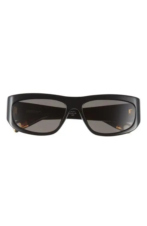 Jacquemus Les Lunettes 57mm Sunglasses - Black/ Yellow Gold/ Grey