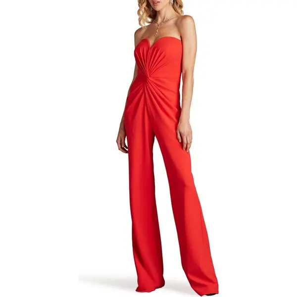 Tadashi Shoji Strapless Twist-front Jumpsuit - Red Rose