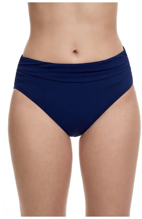 GOTTEX Tutti Frutti High Waist Shirred Bikini Bottom - Navy