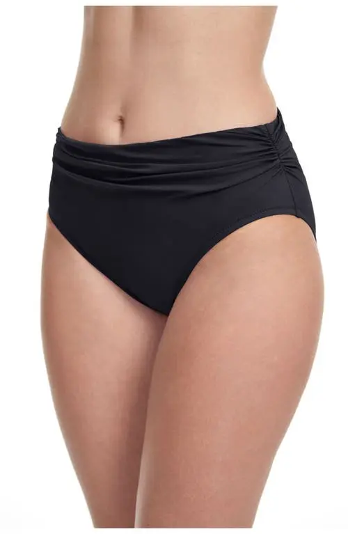 GOTTEX Tutti Frutti High Waist Shirred Bikini Bottom - Navy