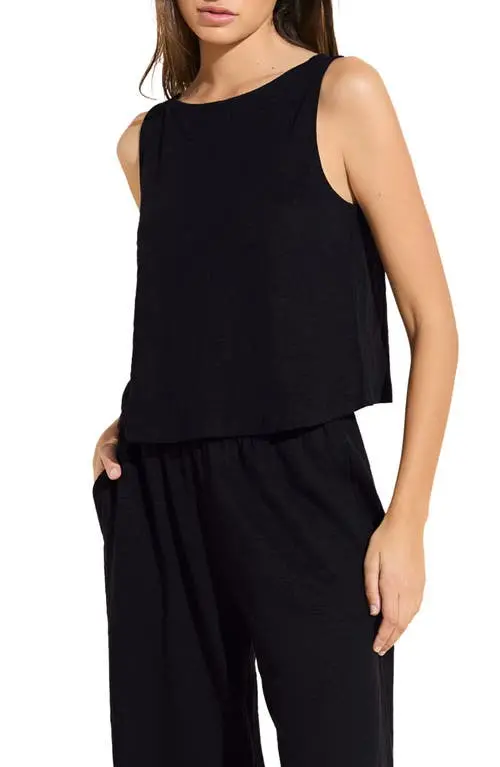 Eberjey Boat Neck Organic Linen Top - Black