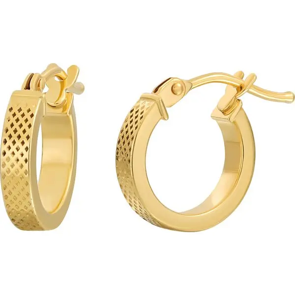 Bony Levy 14k Gold Textured Hoop Earrings - 14k Yellow Gold