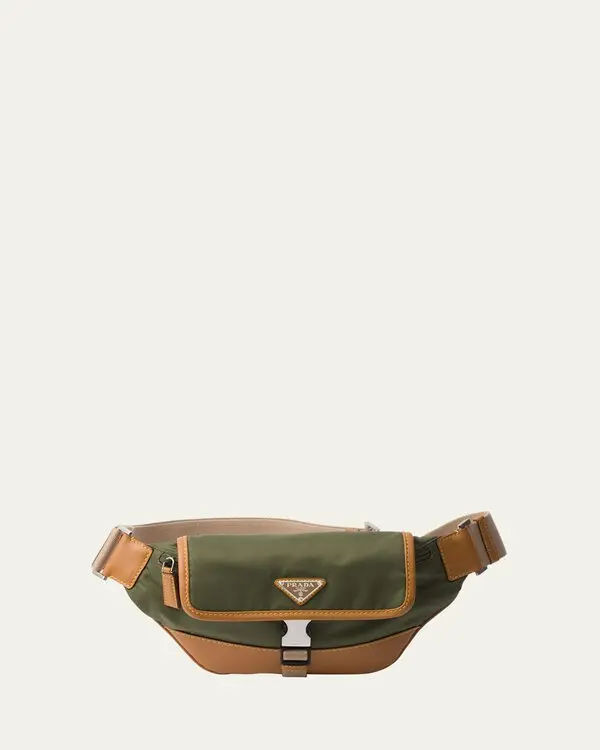 Prada Re-nylon And Leather Shoulder Bag - Militarecaramel