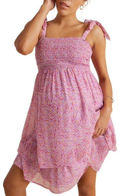 A Pea In The Pod Smocked Maternity Sundress - Lilac Ikat