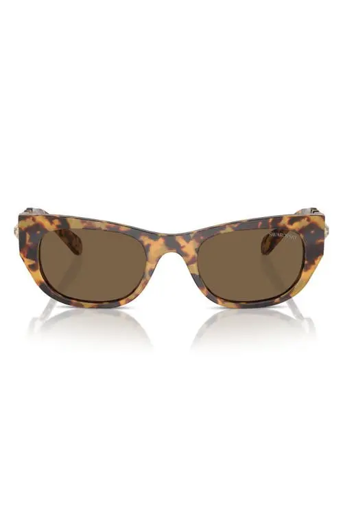 SWAROVSKI 53mm Pillow Sunglasses - Havana Transparent