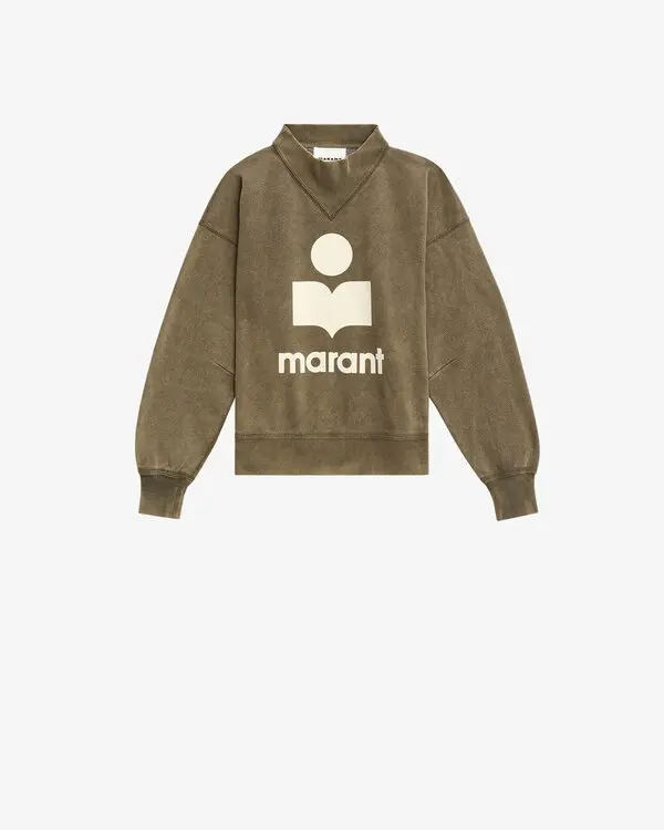 MARANT ETOILE Moby Logo Cotton Sweatshirt - Dark Bronze/ecru