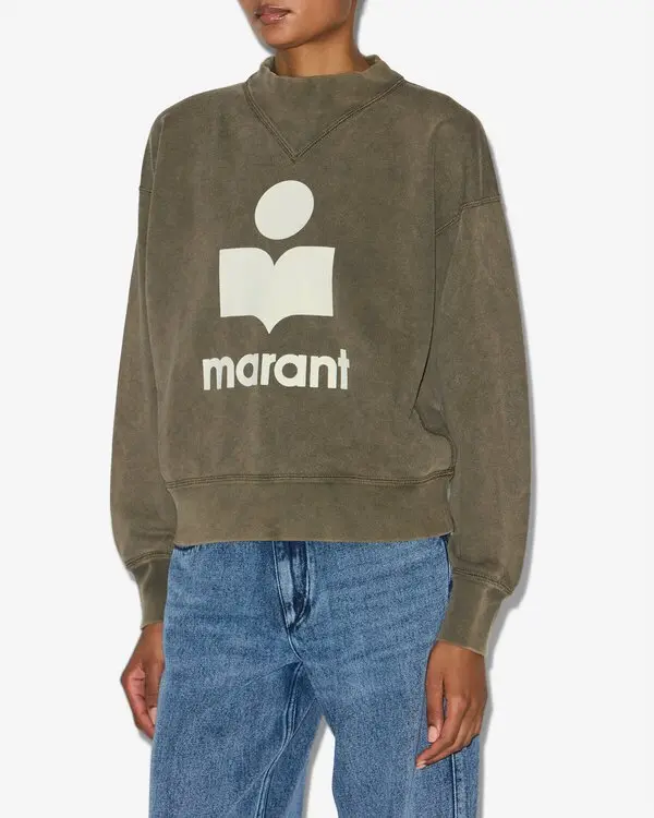 MARANT ETOILE Moby Logo Cotton Sweatshirt - Dark Bronze/ecru