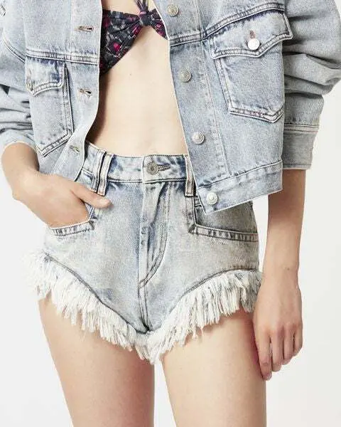 MARANT ETOILE Toile Eneidao Denim Shorts - Light Blue