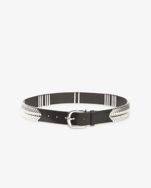Isabel Marant Tehora Leather Belt - Black/silver