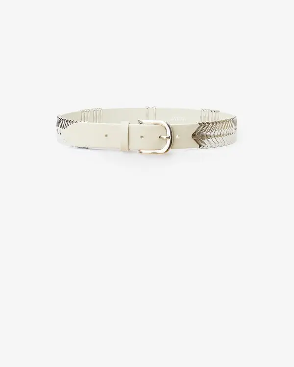 Isabel Marant Étoile Tehora Calfskin Leather Belt - Chalk/silver