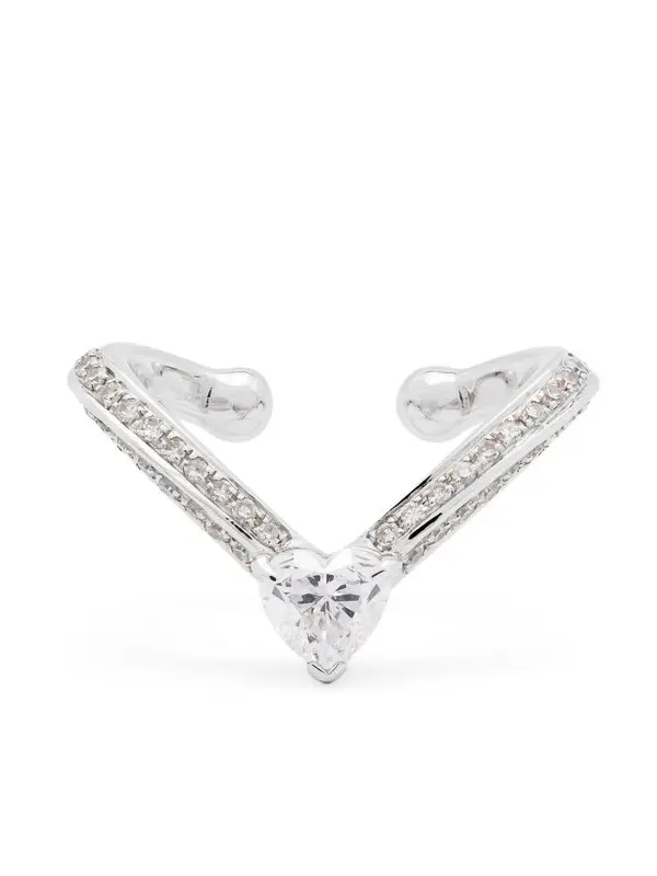 Shay 18k White Gold Diamond Heart Ear Cuff - Silver