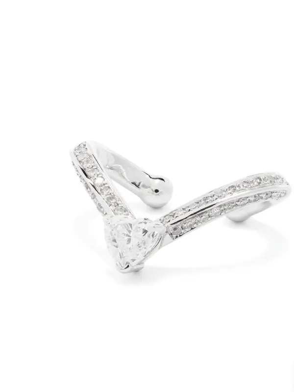Shay 18k White Gold Diamond Heart Ear Cuff