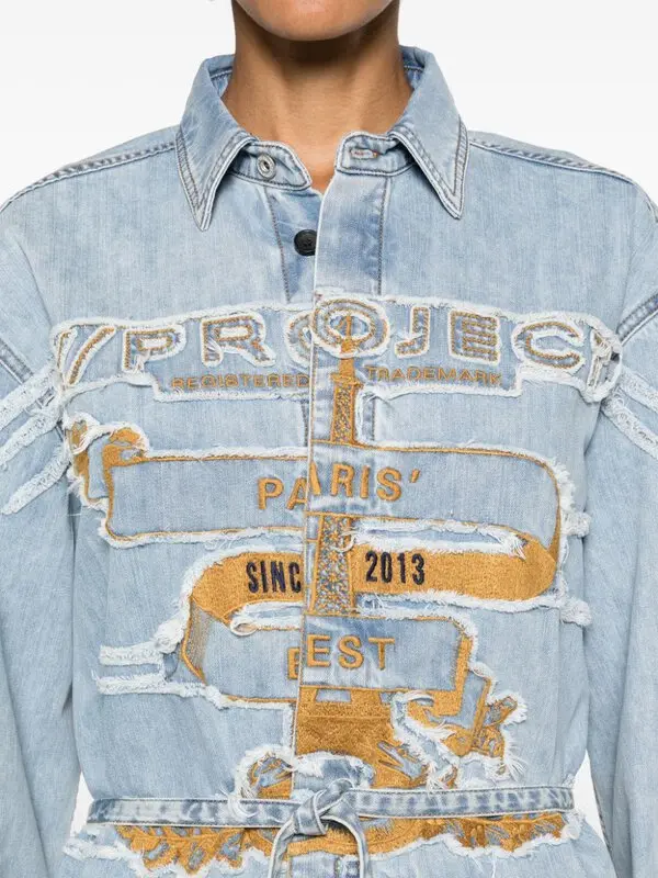 embroidered denim shirt dress Embroidered Denim Shirt Dress