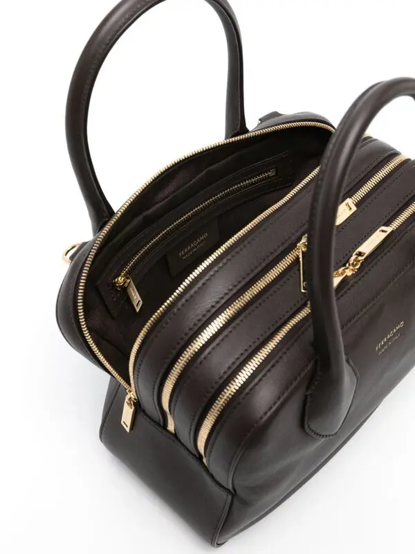 FERRAGAMO Logo-debossed Leather Tote Bag