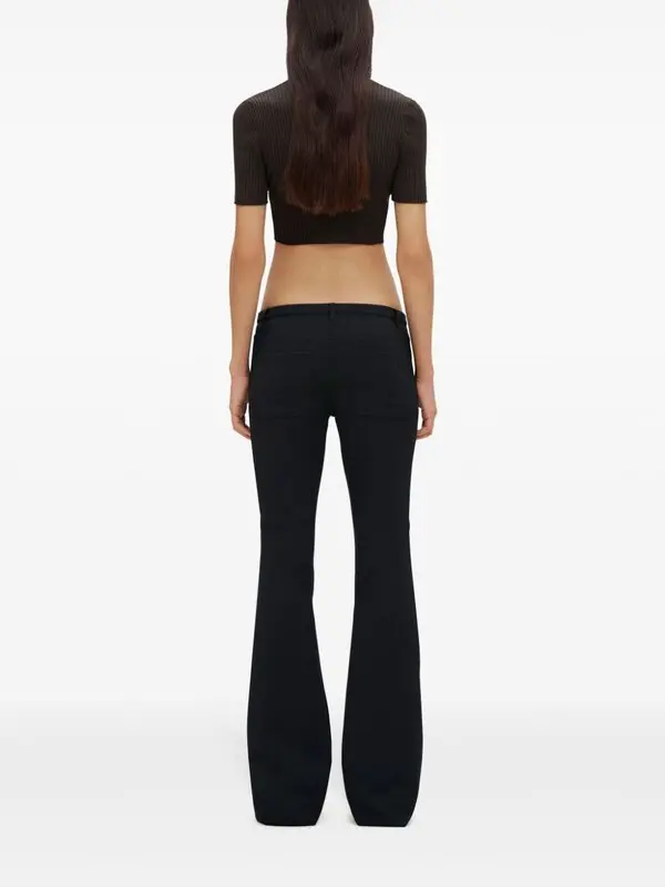 COURREGES Ribbed Knit V-neck Top - Brown