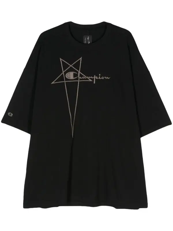 Rick Owens Logo-embroidered T-shirt - Black