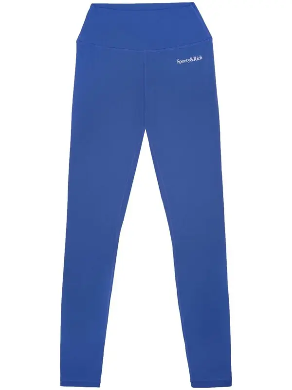 SPORTY & RICH Logo-print High-waisted Leggings - Blue