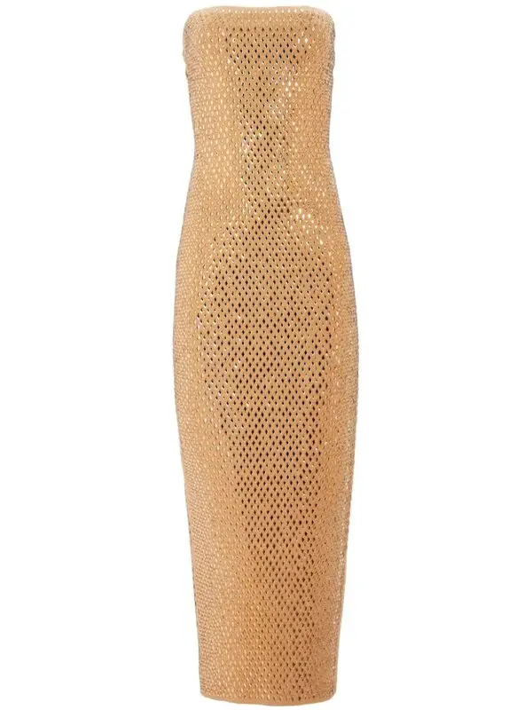 Retrofete Boa Embellished Knit Long Dress In Gold - 60% Off | Editorialist