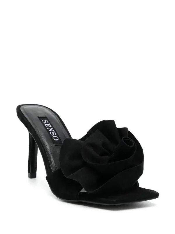 Senso Harlow 100mm Floral-appliqué Mules - Black