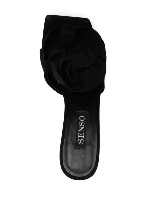 Senso Harlow 100mm Floral-appliqué Mules - Black