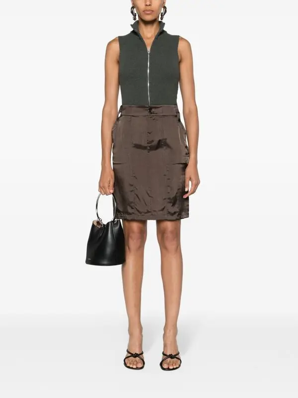 Saint Laurent Button-up Satin Miniskirt